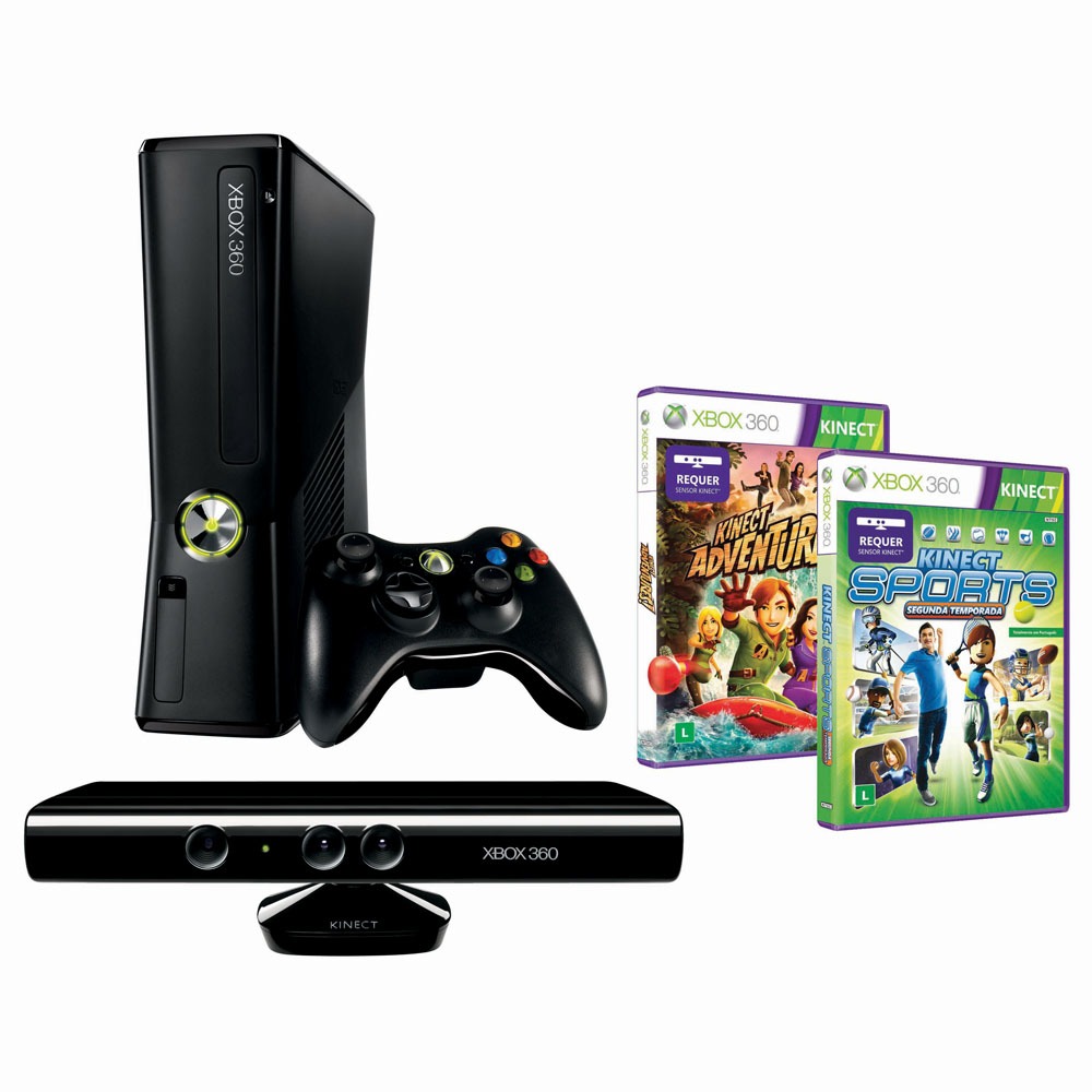 Console Microsoft Xbox 360 4GB + Kinect + Controle Wireless + Jogo ... Console Microsoft Xbox 360 4GB + Kinect + Controle Wireless + Jogo ...