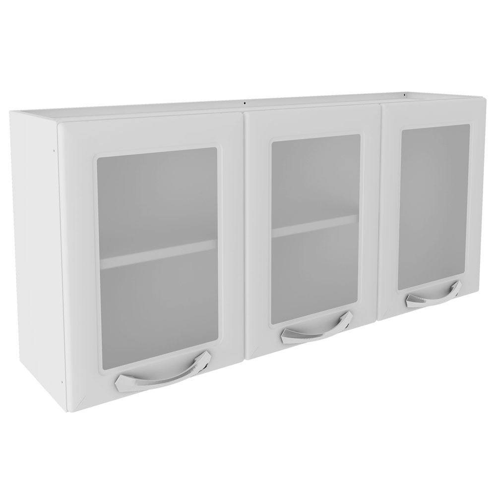 Armário Itatiaia Premium c/ 3 Portas de Vidro Branco - Cozinha Modulada ... Armário Itatiaia Premium c/ 3 Portas de Vidro Branco - Cozinha Modulada ...