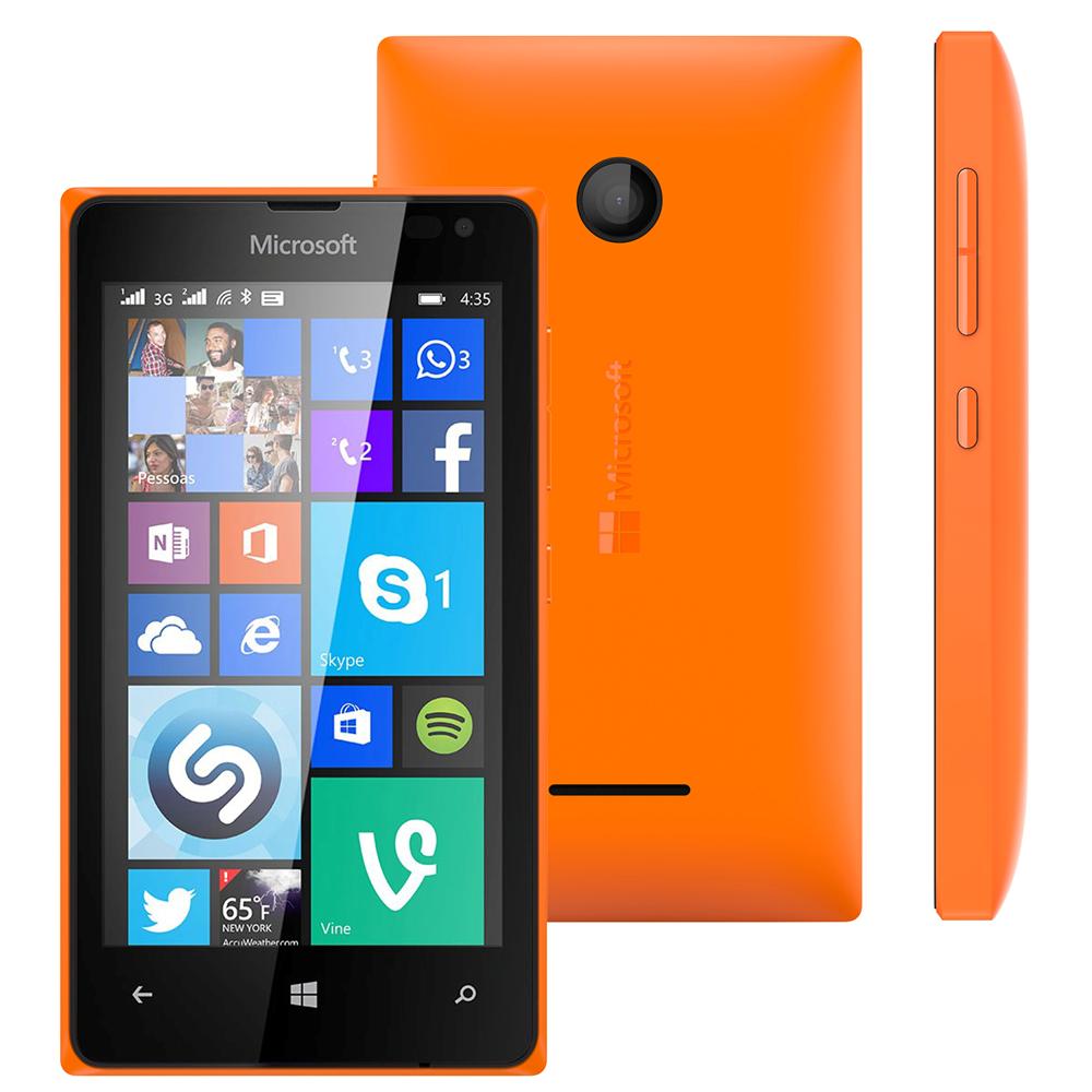 Smartphone Microsoft Lumia 435 Dual DTV Laranja com Windows Phone 8.1, Tela 4", TV Digital, Dual ...