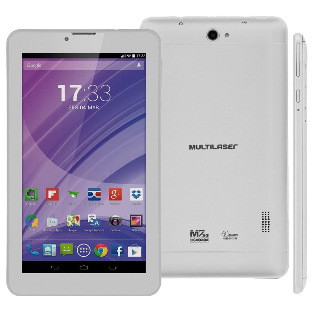 Tablet Multilaser M7 3G Quad Core Branco com Tela 7”, 8GB, Câmera 2MP ...