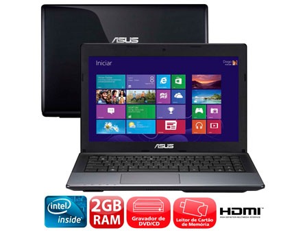 Notebook Asus X45C-VX077H com Intel® Dual Core™, | Extra