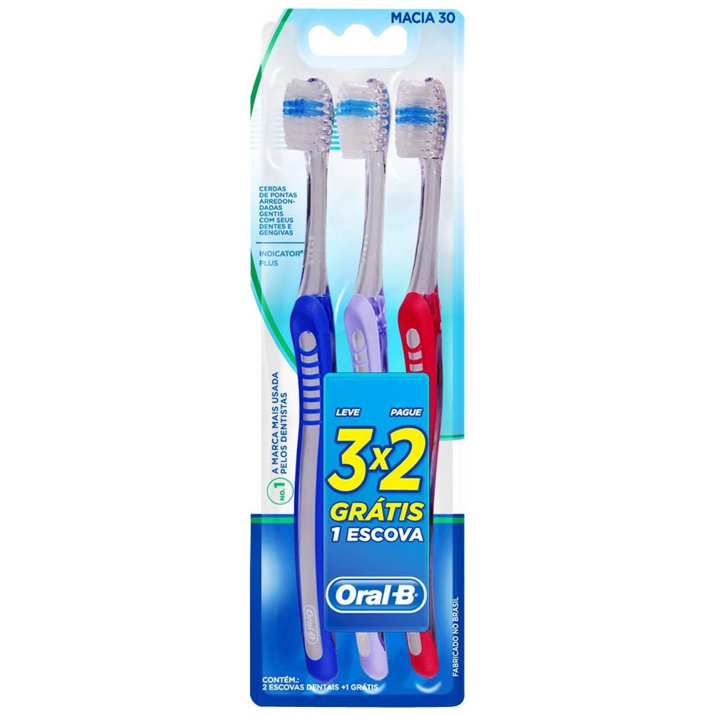 Escova Dental Oral-B Indicator Plus 30 Macia Leve 3 Pague 2 - Escova ...
